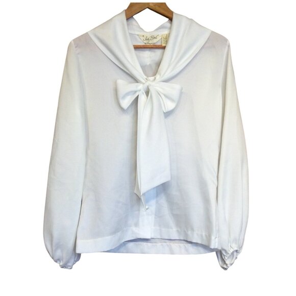 Judy Bond | Tops | Vintage Judy Bond White Long Sleeve Blouse Bow Tie ...